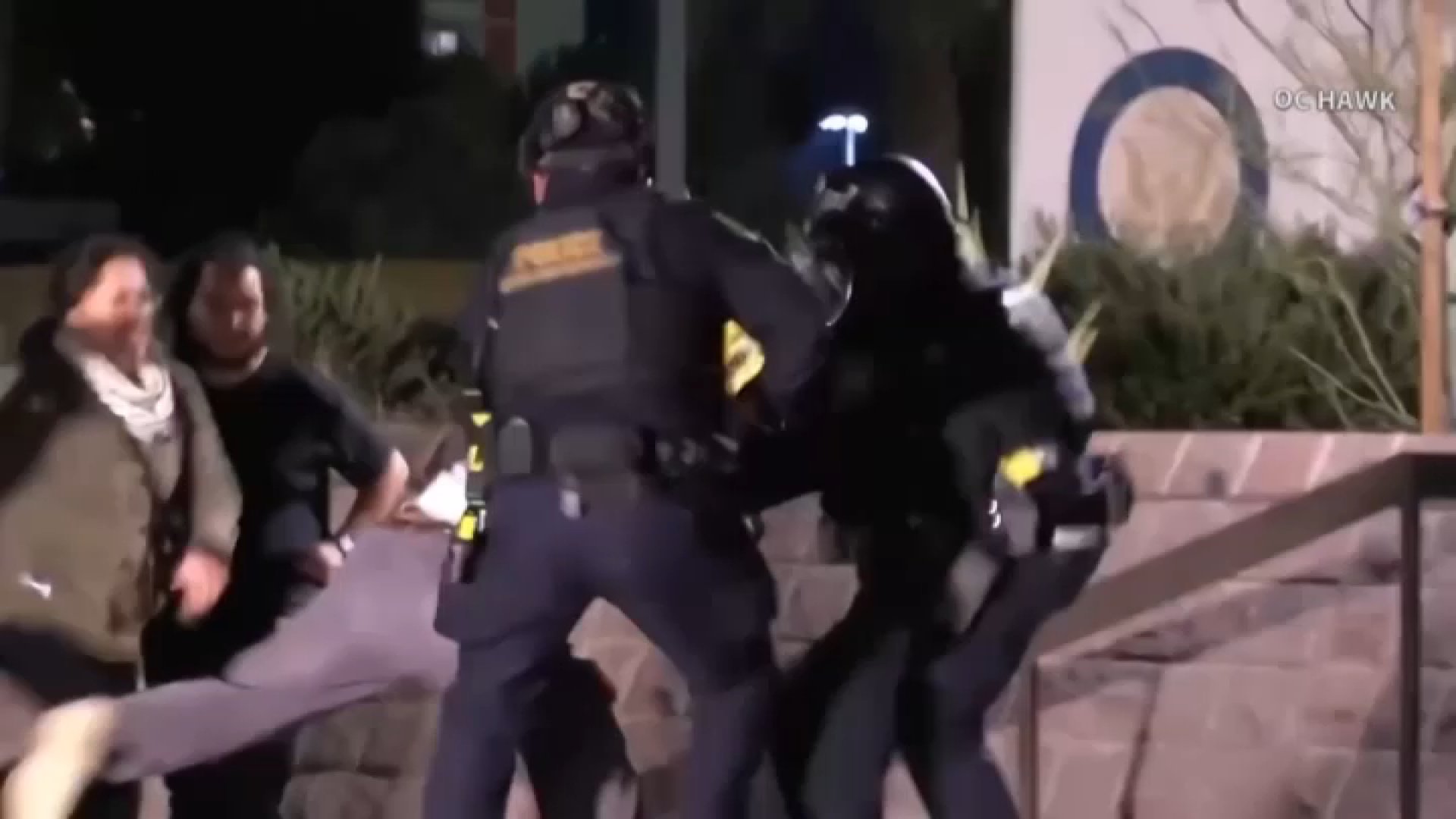 Protester injured after a clash with a federal agent in Santa Ana