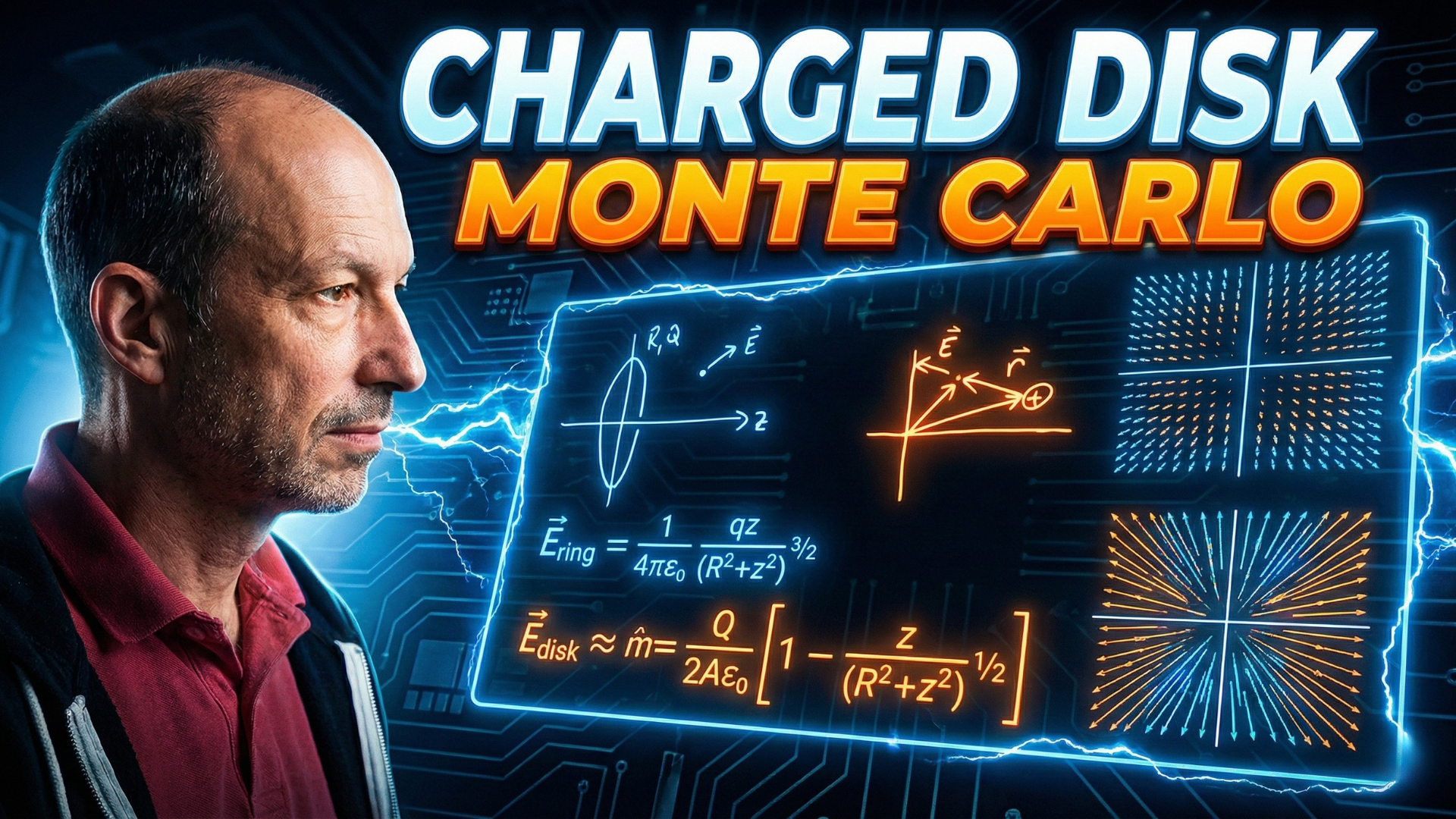 Monte Carlo simulation of the electric field from a charged disk