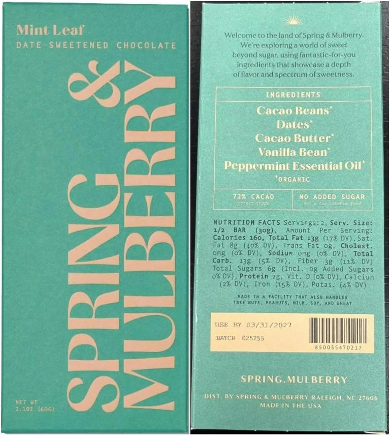 Chocolate recall: Spring & Mulberry pulls mint leaf bars over possible ...