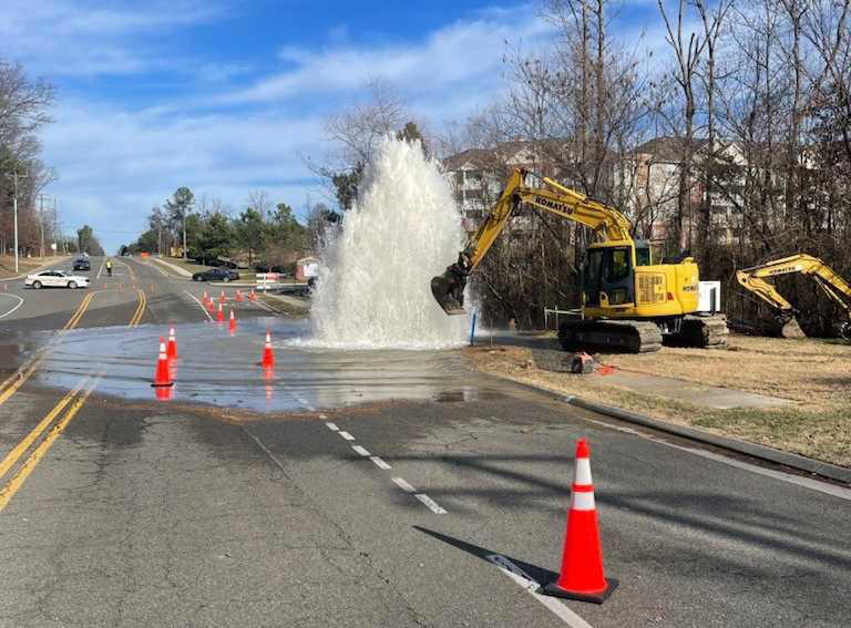 Water bursts from Henrico road during 'utility issue'