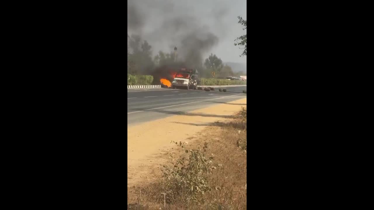LPG cylinders explode during vehicle fire in India