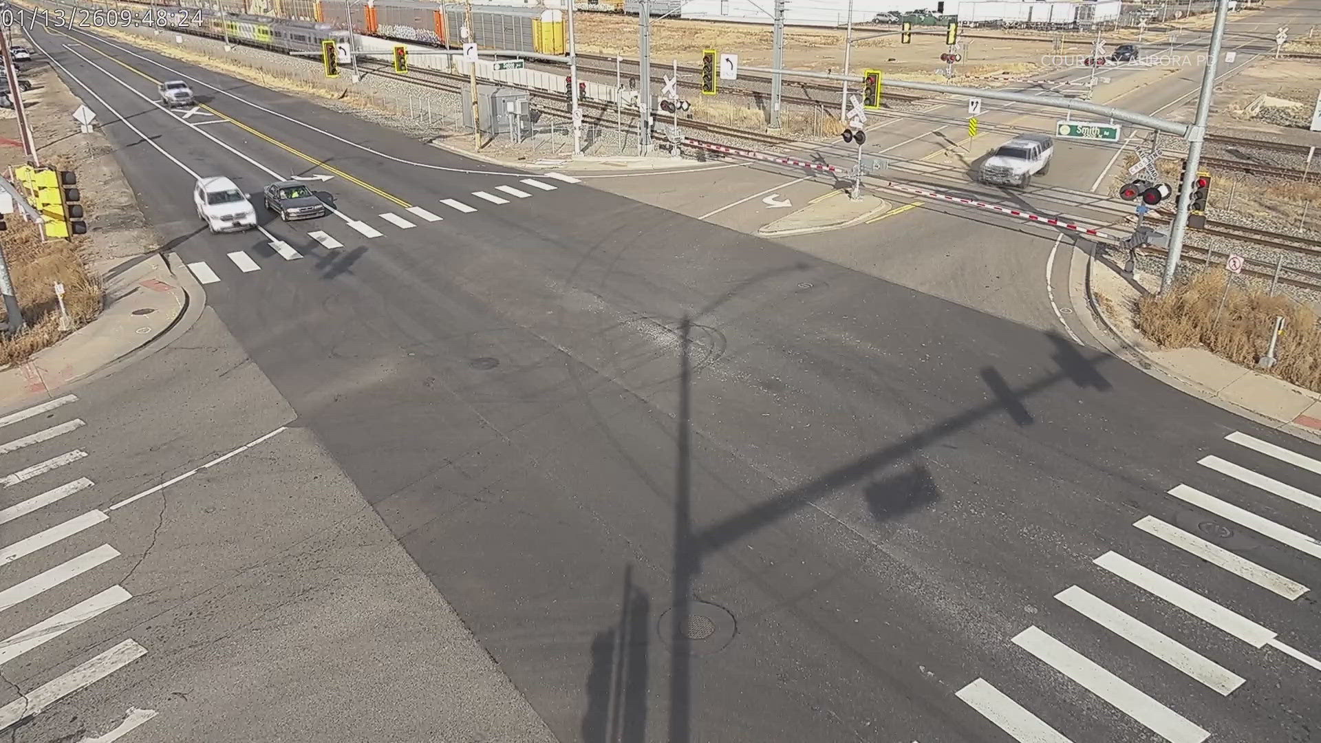 A Line train, truck crash in Aurora