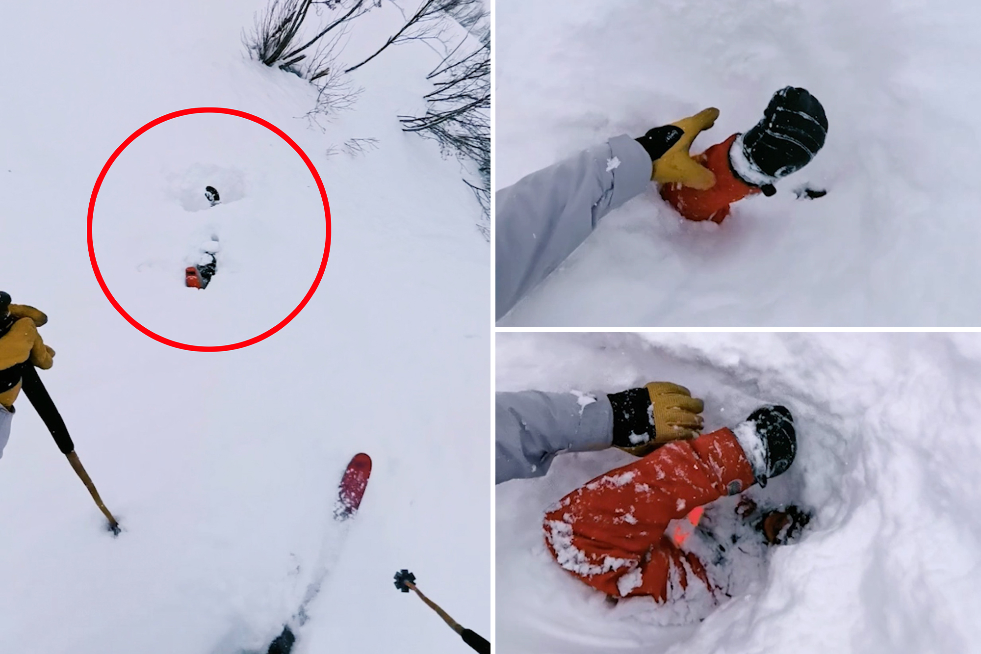 Pulse-pounding moment skier rescues man buried under avalanche after ...