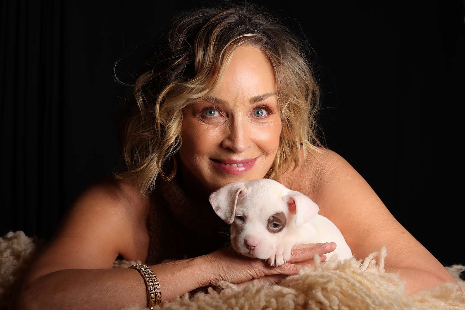 Sharon Stone adopts rescue puppy after falling in love with dog on ...