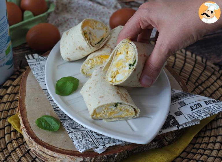 Soft and super protein-packed egg and feta wrap