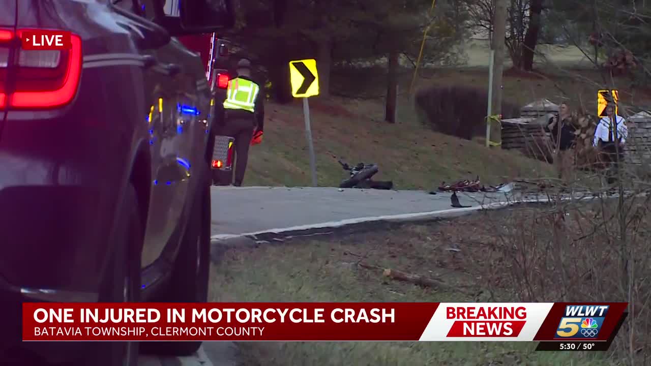 At least 1 injured after crash involving motorcycle in Clermont County