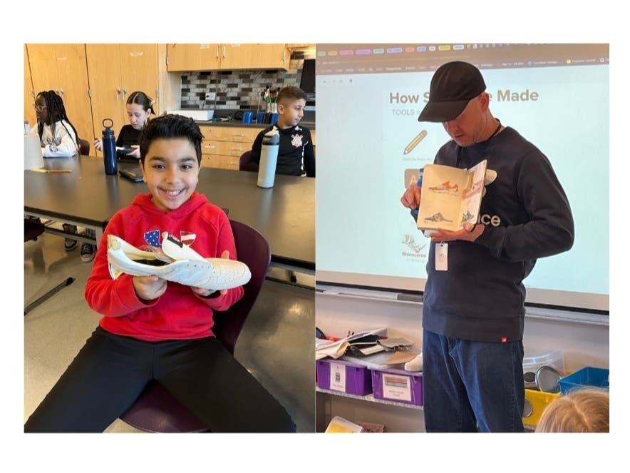 New Balance shoe designer visits Milford Elementary School