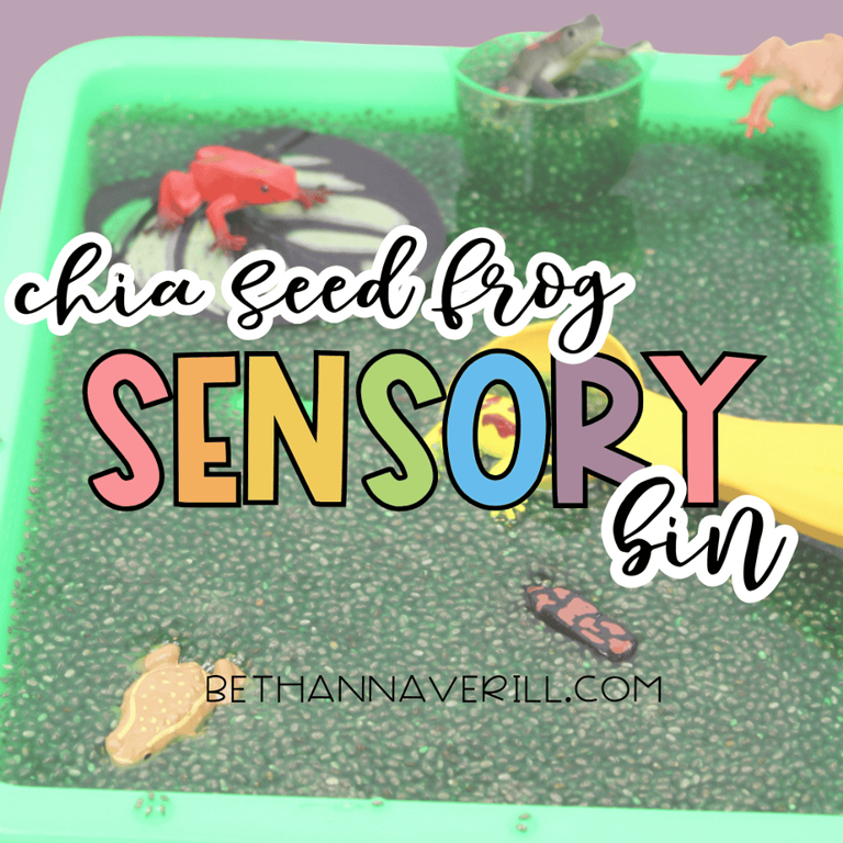 Chia seed frog sensory bin