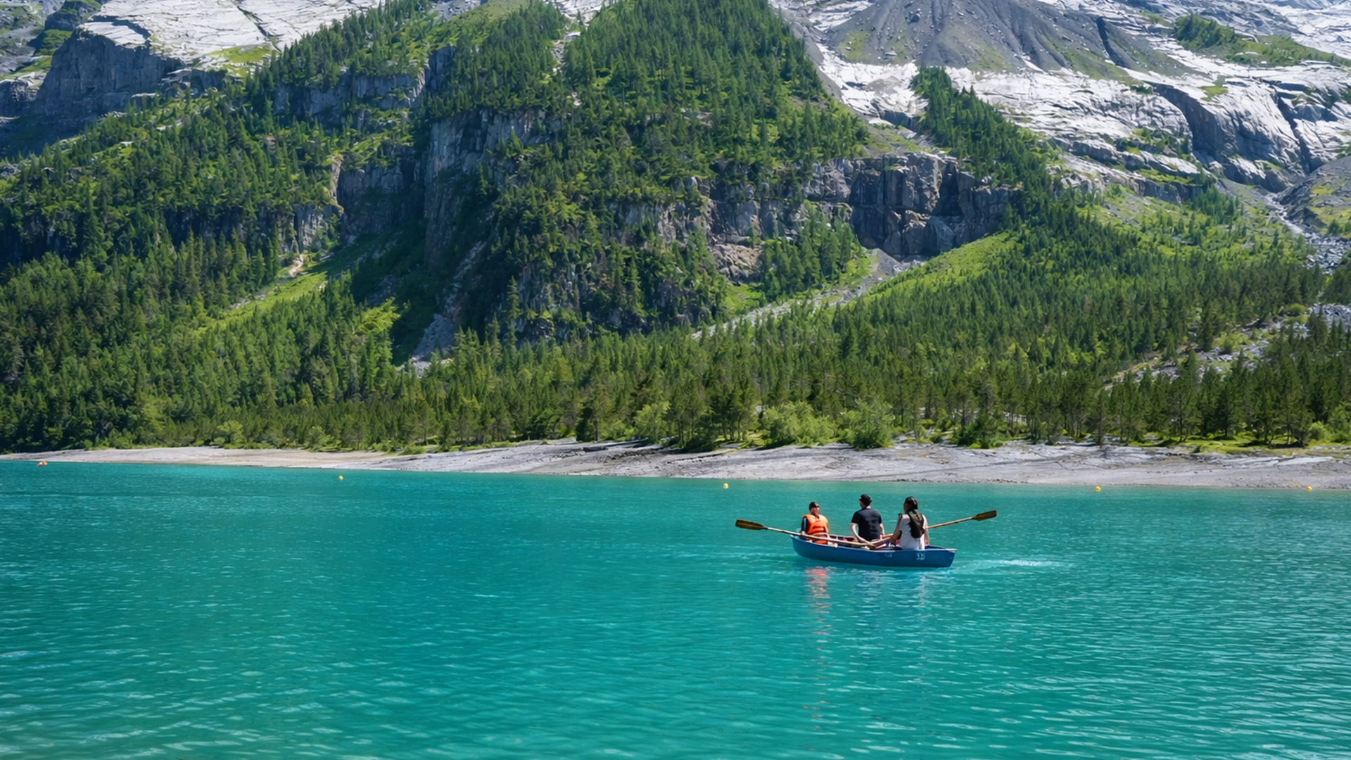 Oeschinensee Switzerland scenic alpine gem above Kandersteg (4K)