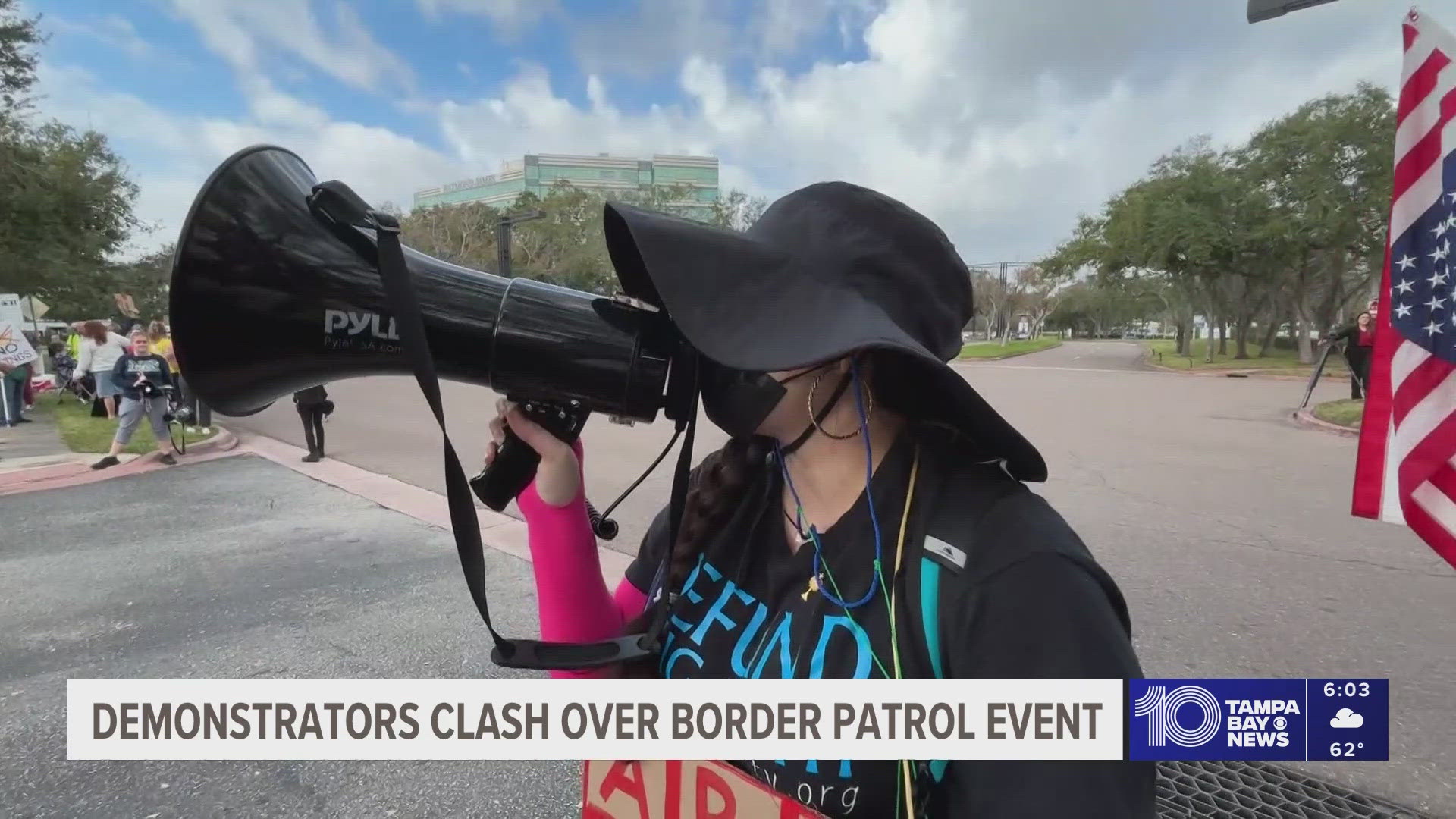 Protests erupt outside Customs and Border Protection recruitment event ...