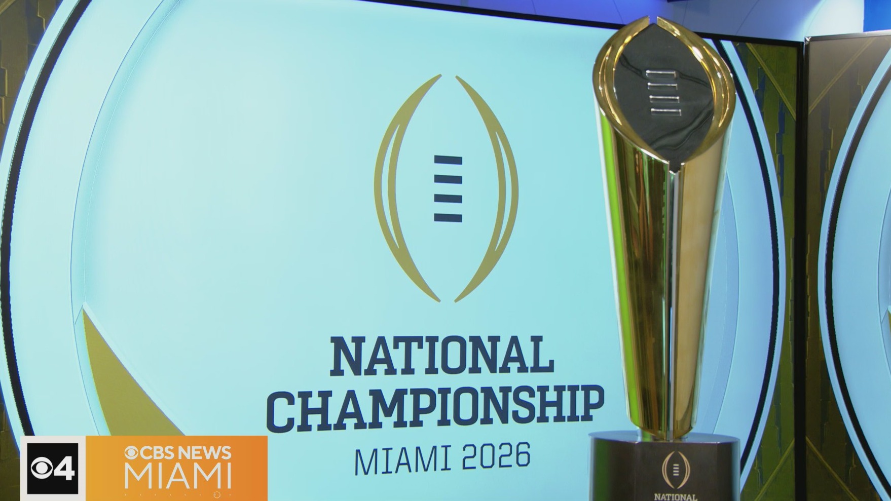National championship trophy takes center stage ahead of Miami title game