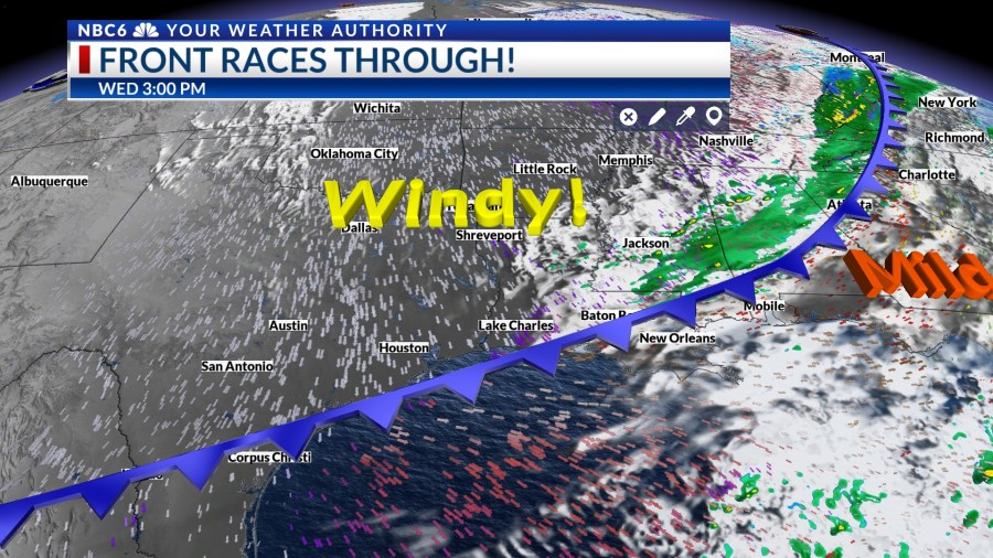 Cold front to bring a windy Wednesday!