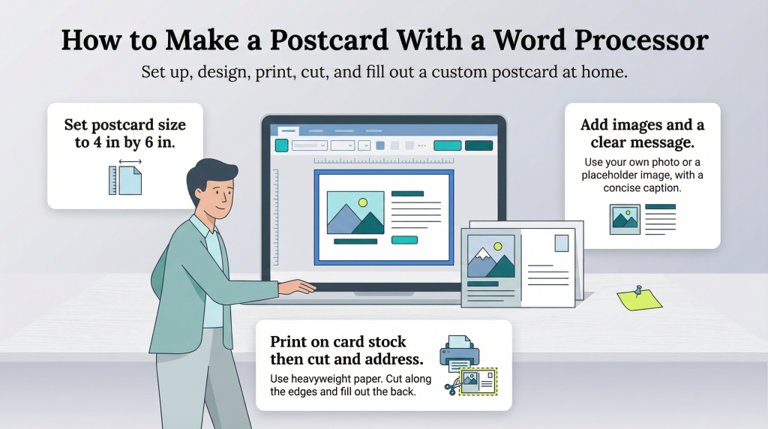 How to print postcards at home with word-processing software