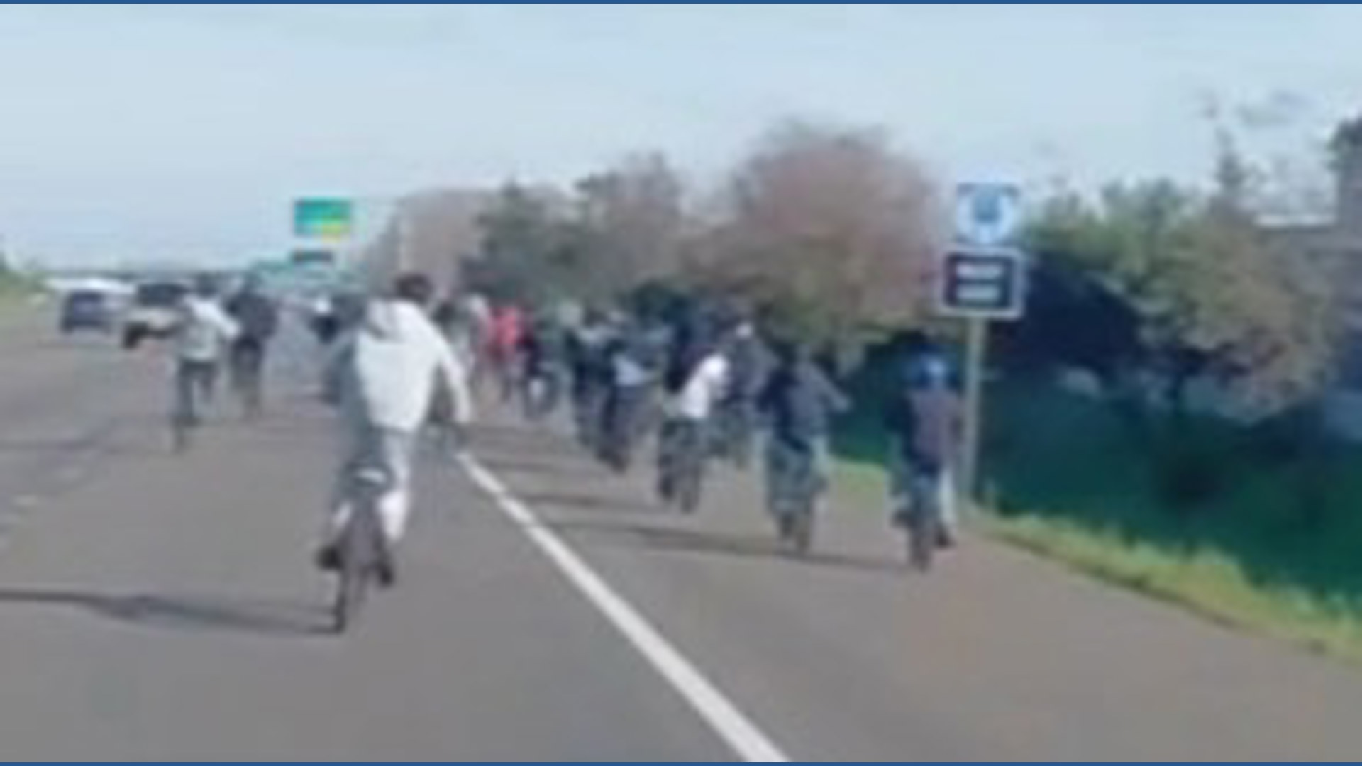 Dash cam video shows bicyclists riding on Highway 120 near Manteca