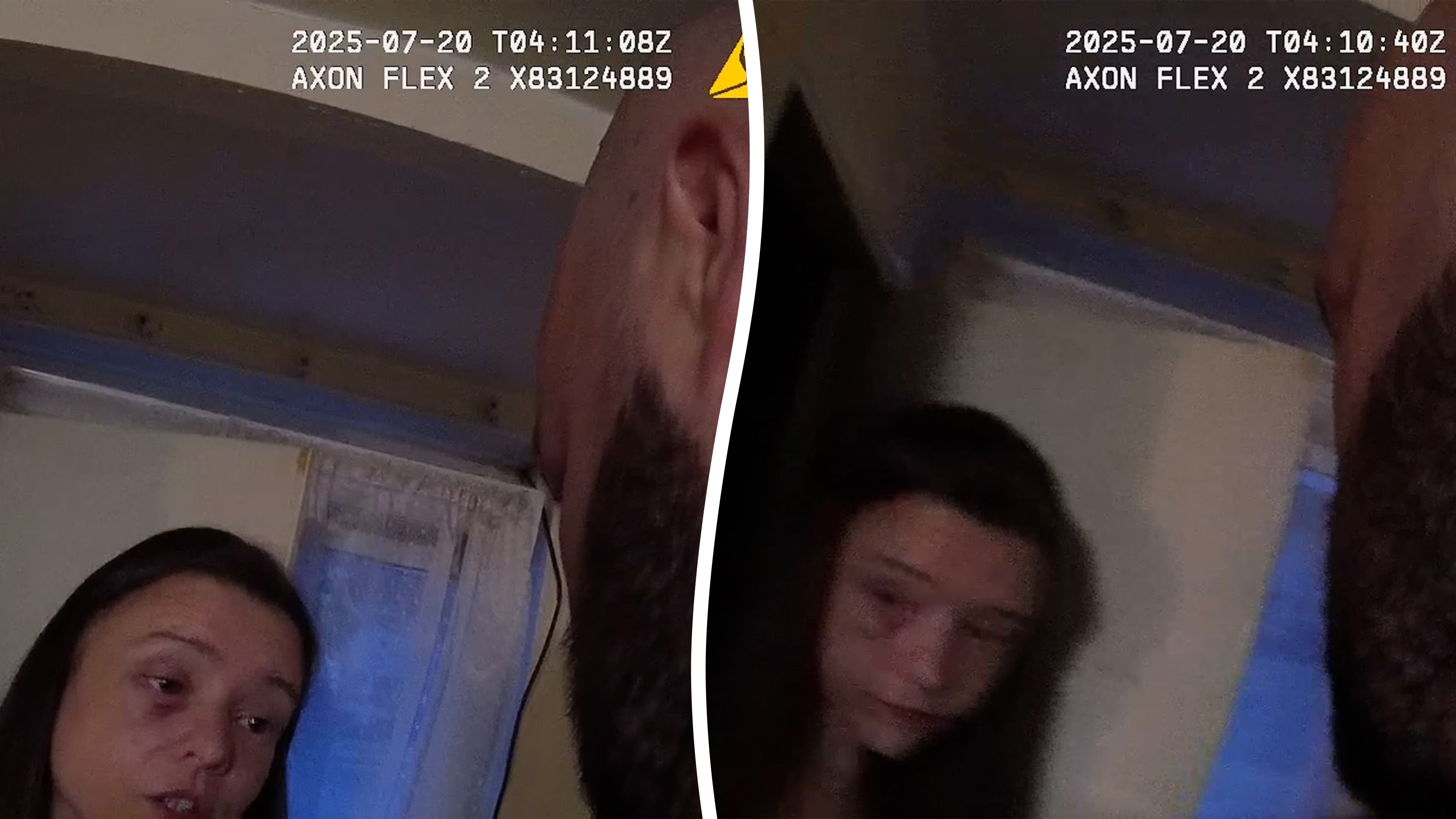 Moment woman accused of stabbing neighbour in 'noise row' found hiding ...