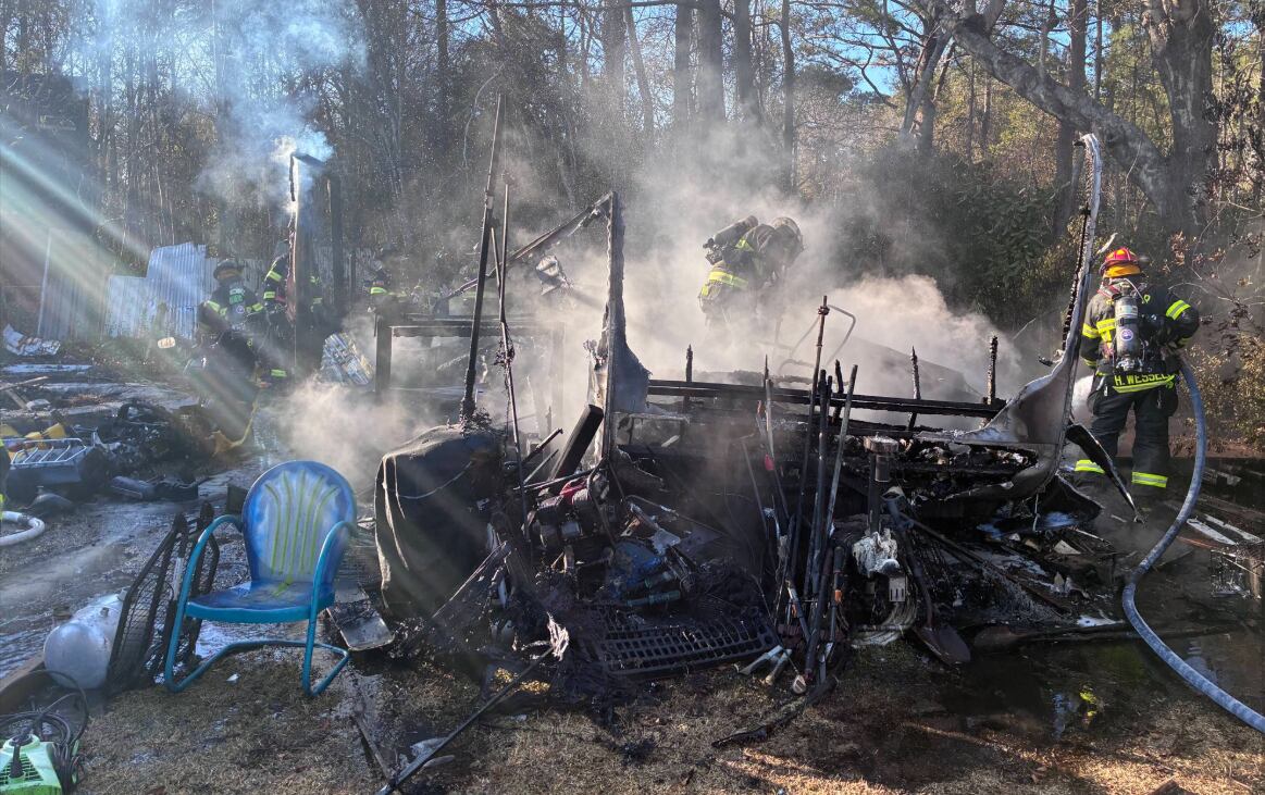 Onslow County fire crews tackle camper fire