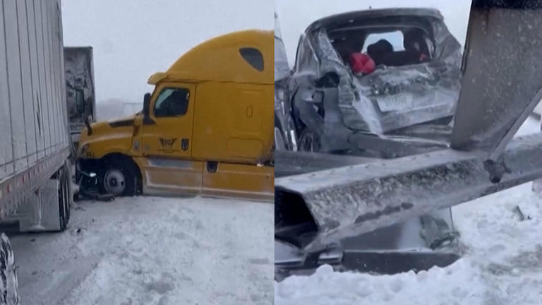 See aftermath of massive 101-vehicle crash in Michigan whiteout