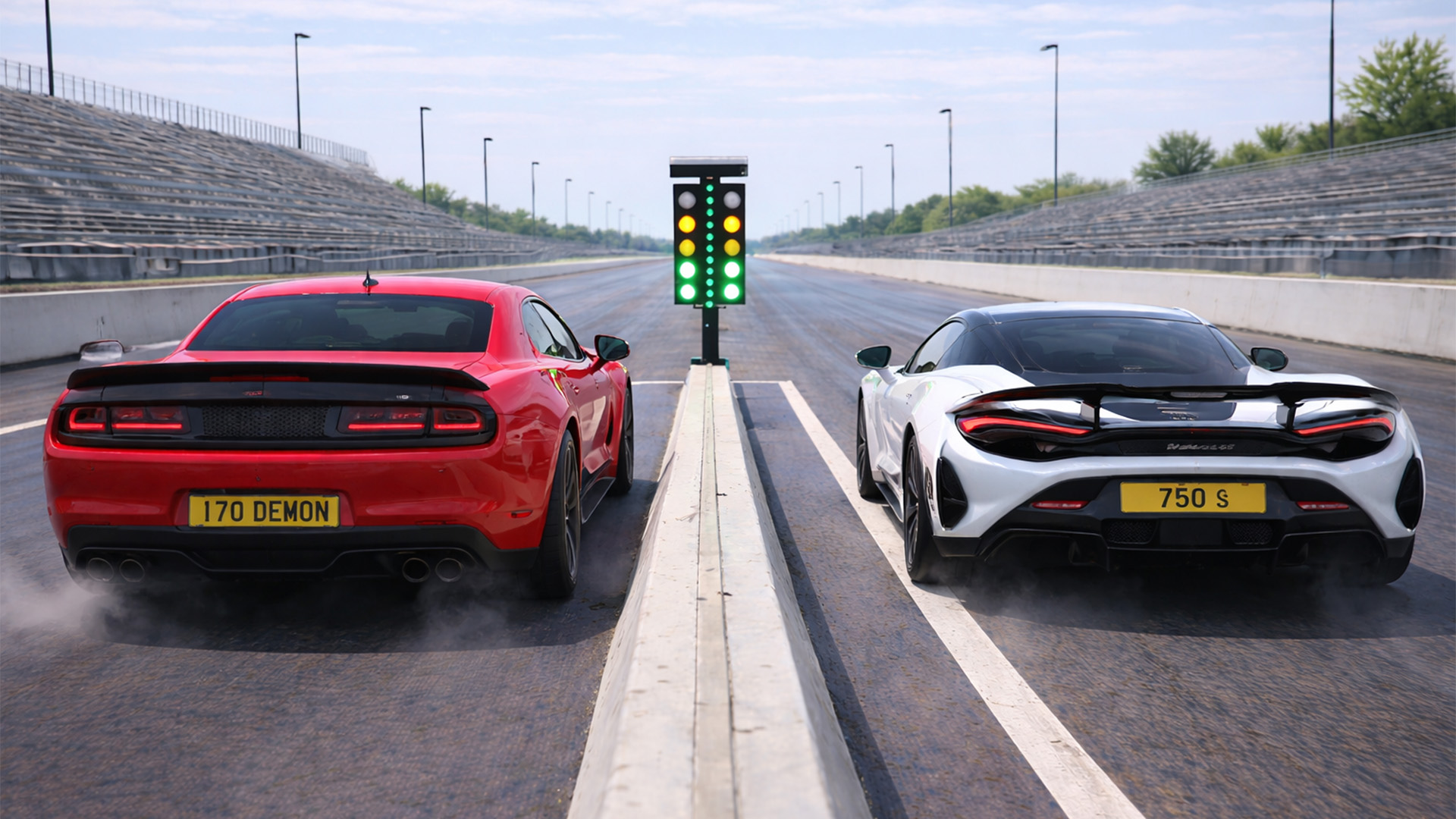 Dodge Demon 170 vs McLaren 750S drag race