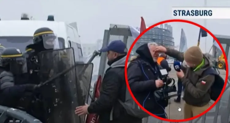 Protest rolników w Strasburgu. Prowokacje służb, w ruch poszedł gaz ...