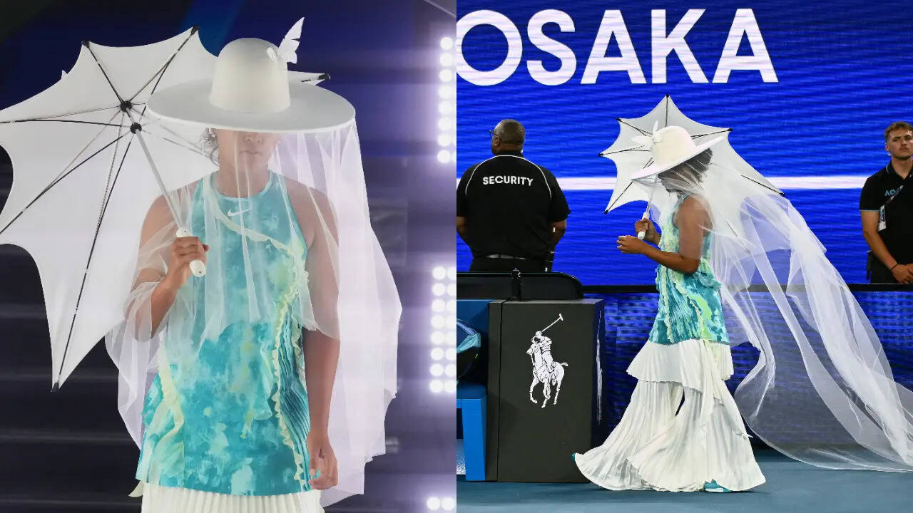 Naomi Osaka turns up with umbrella to Australian Open match, wears hat ...