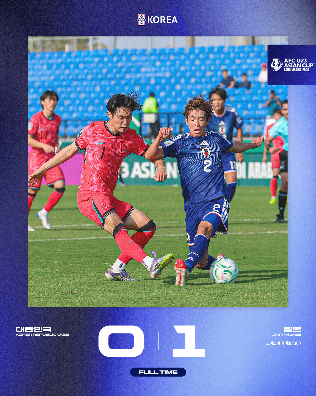 2026 AFC U-23 아시안컵, 4강 한일전 패배…남은 경기 일정 보니