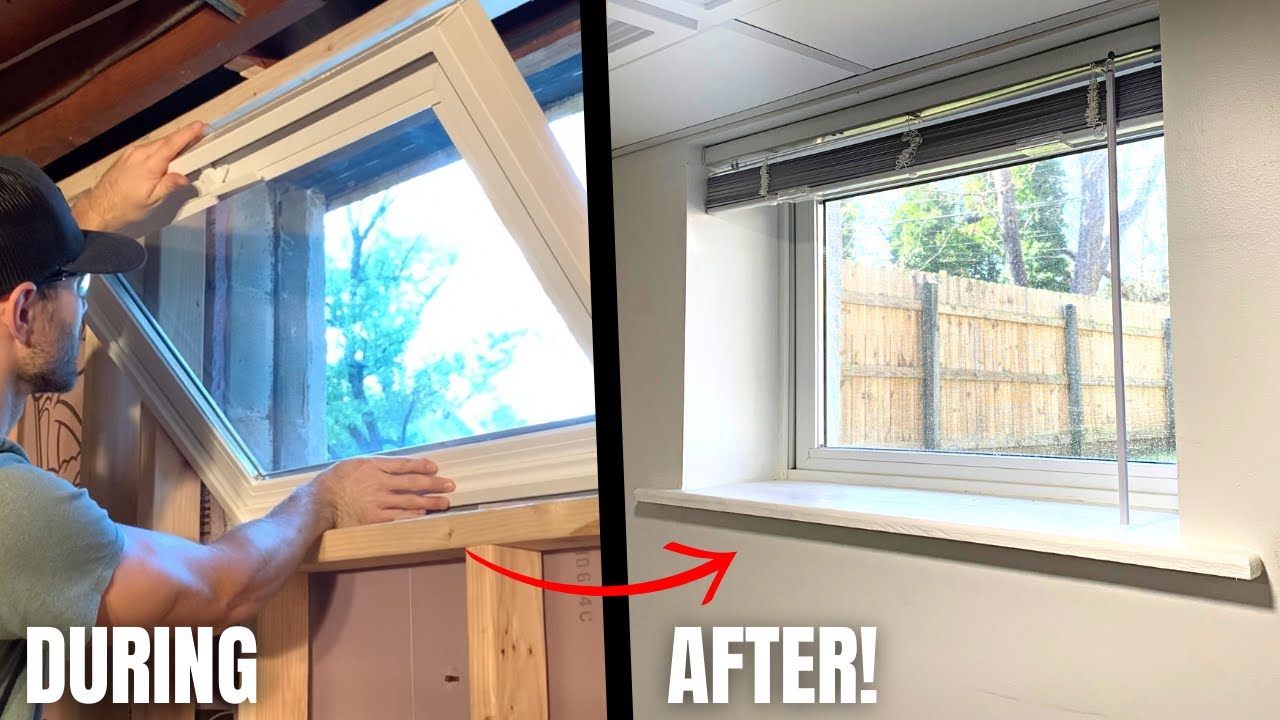DIY basement window replacement with clean trim finish