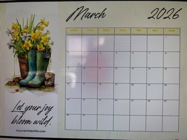 Whimsical wall art calendar free printable!