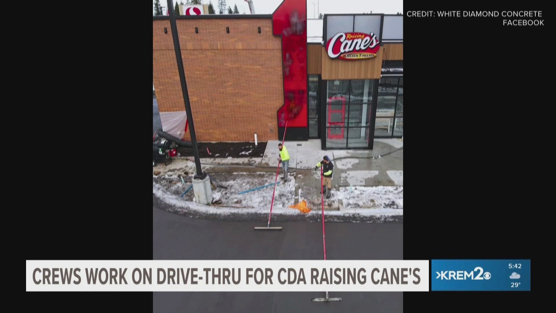 Crews work on drive-thru for Raising Cane's location in Coeur d'Alene