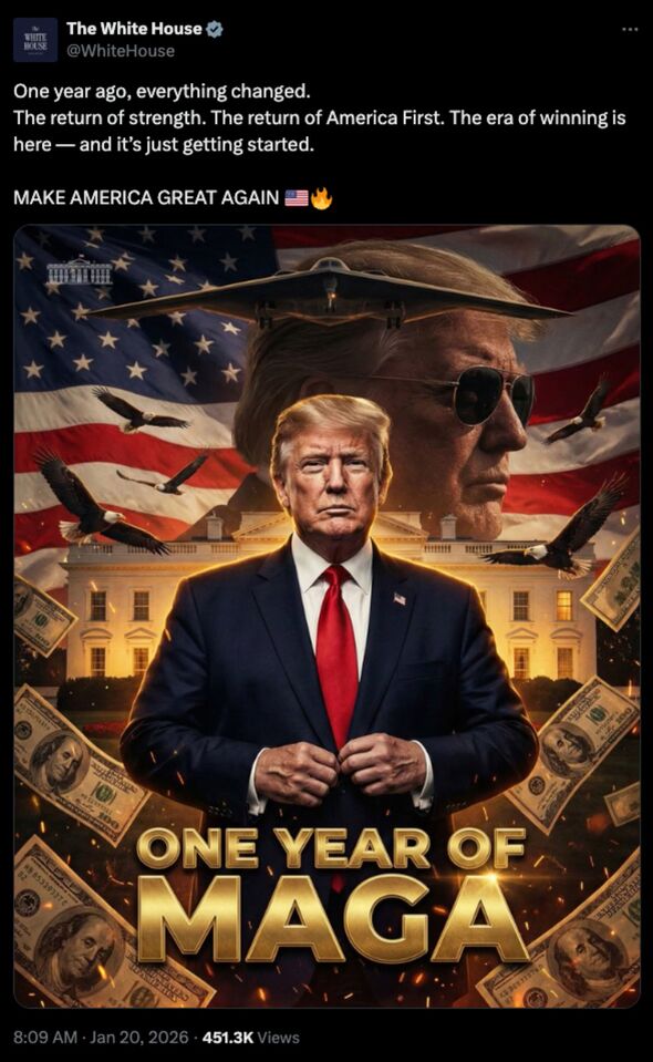 Donald Trump hails end of 1st year with bold B57 bomber and bald eagle ...