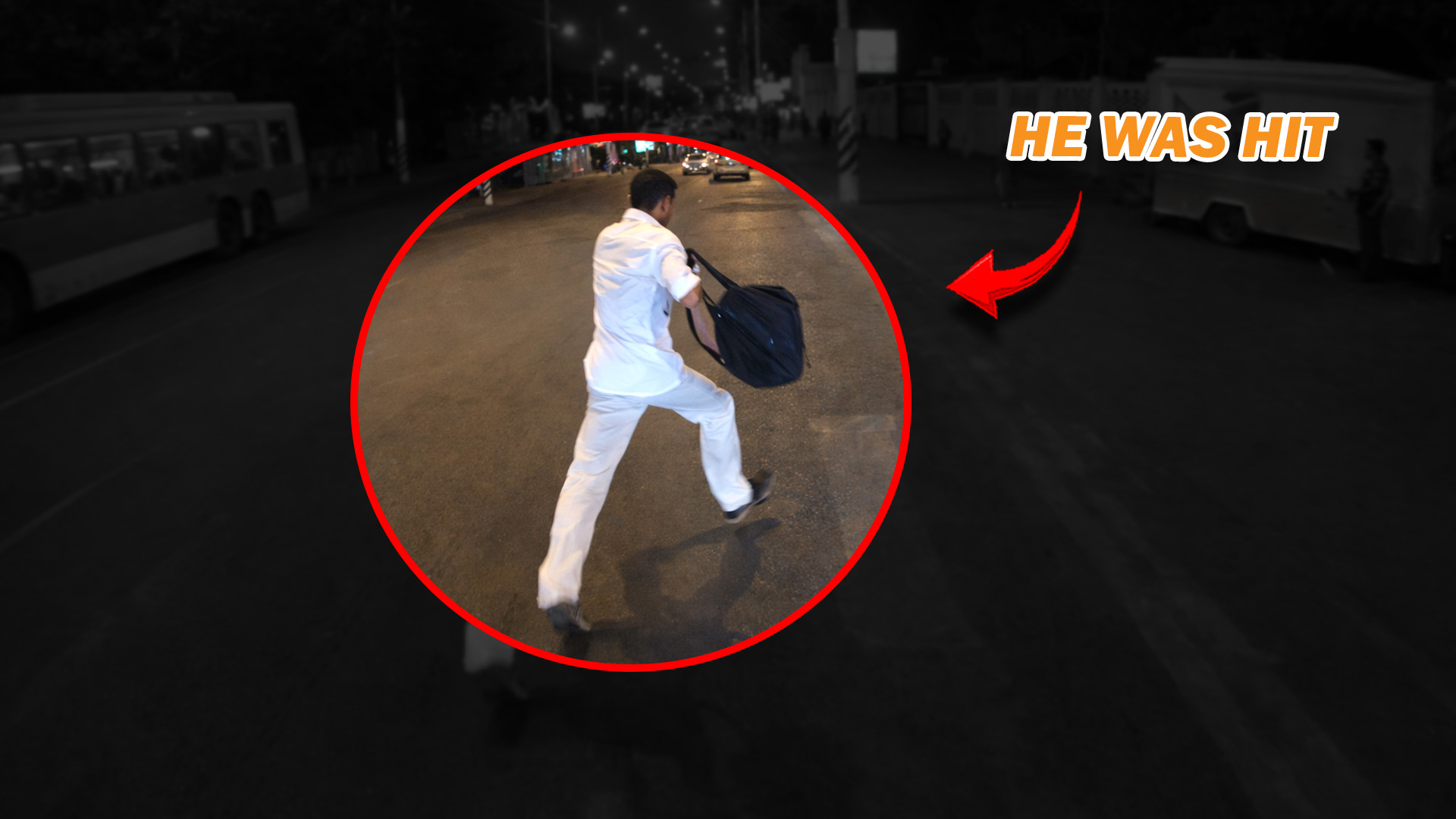 Crossing without stopping and he was hit