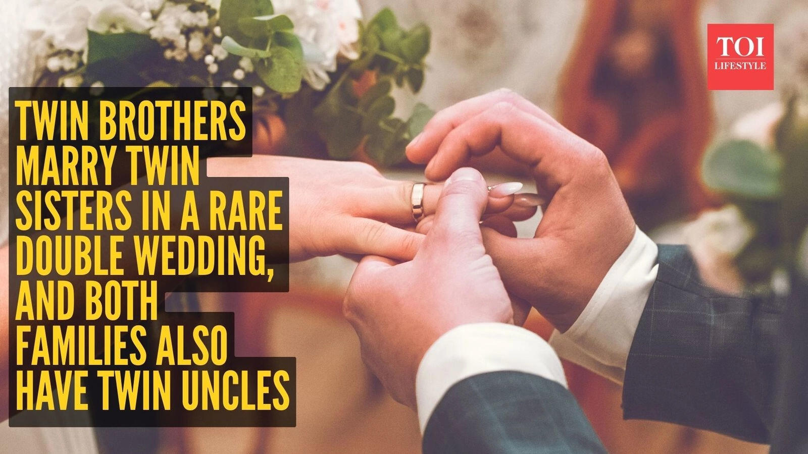 Twin brothers marry twin sisters in a rare double wedding, and both ...