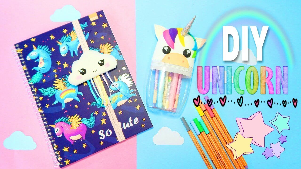 DIY unicórnio/ material escolar kawaii. FEAT Buba DIY - DIY school supplies