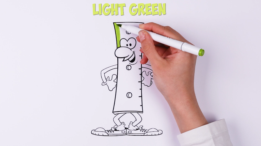 Drawing of a ruler coloring in