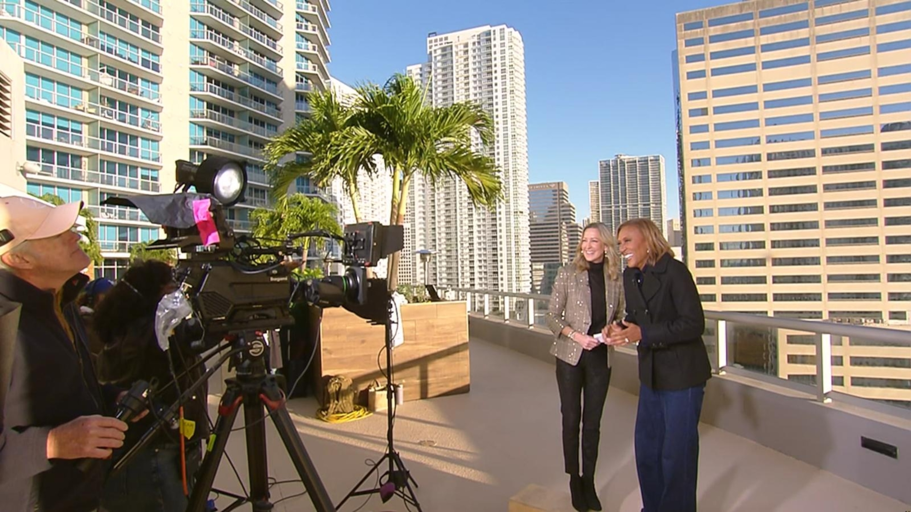 Robin and Lara behind the scenes at the National Championship Game