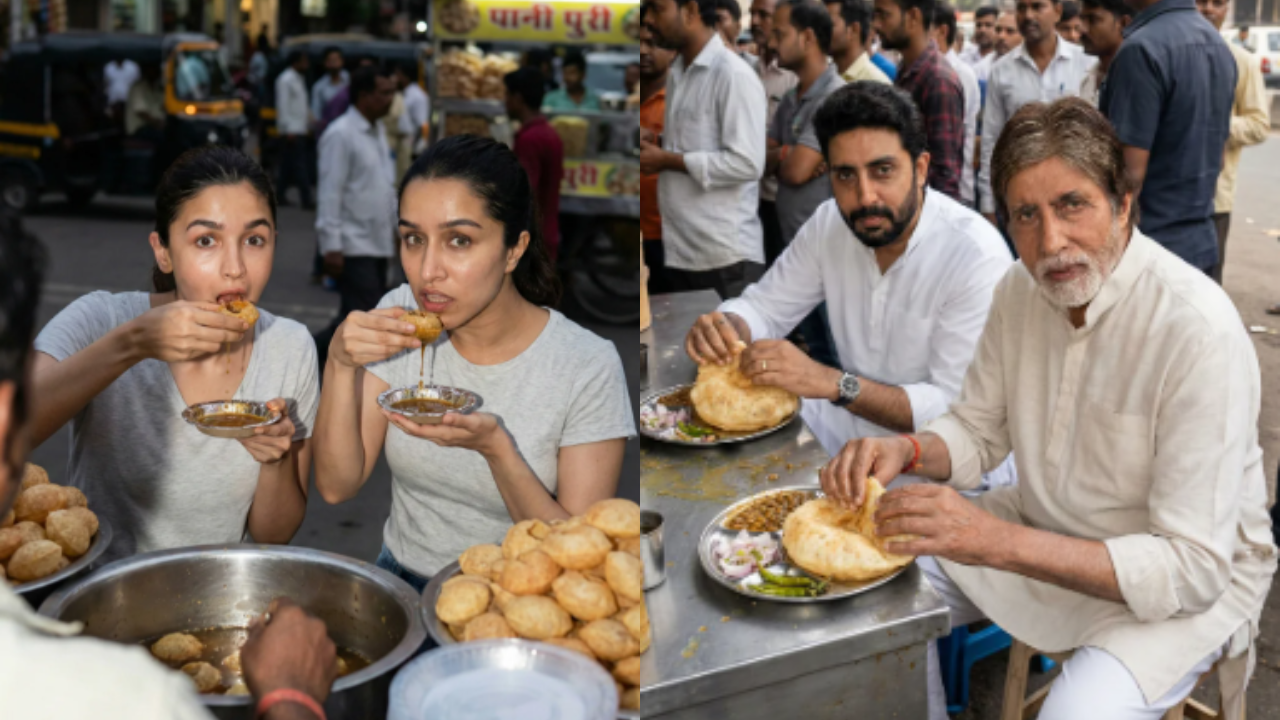 Alia Bhatt and Shraddha Kapoor eat pani puri, while Amitabh Bachchan ...