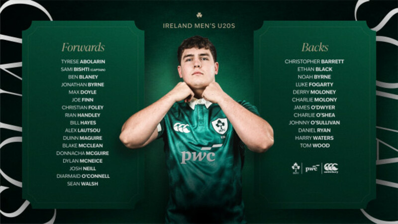 Here's the Ireland squad - and their new captain - for the U20 Six Nations