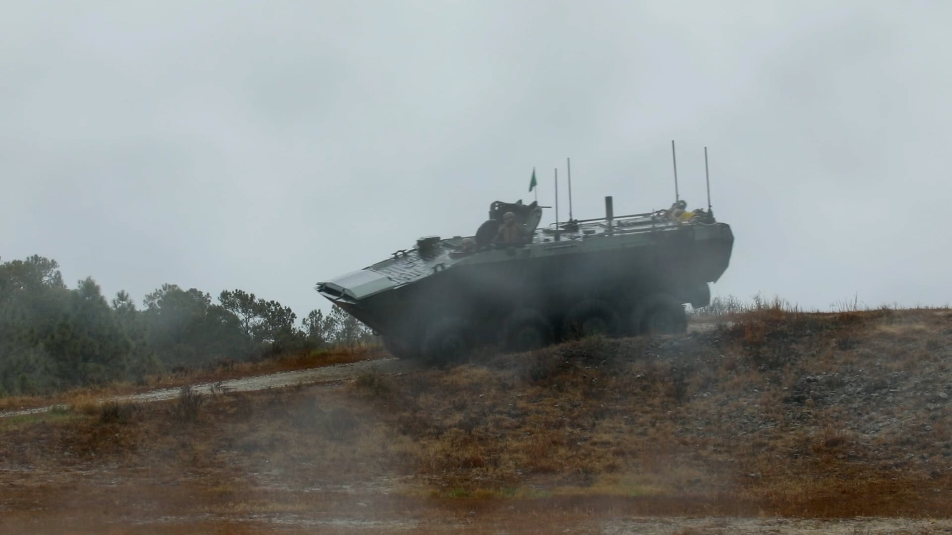Machine gun training on amphibious combat vehicles