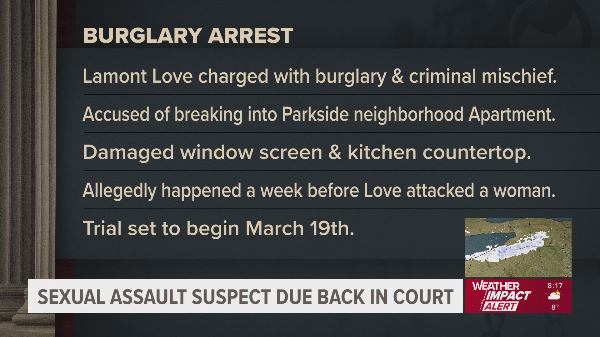 Sexual assault suspect due back in court