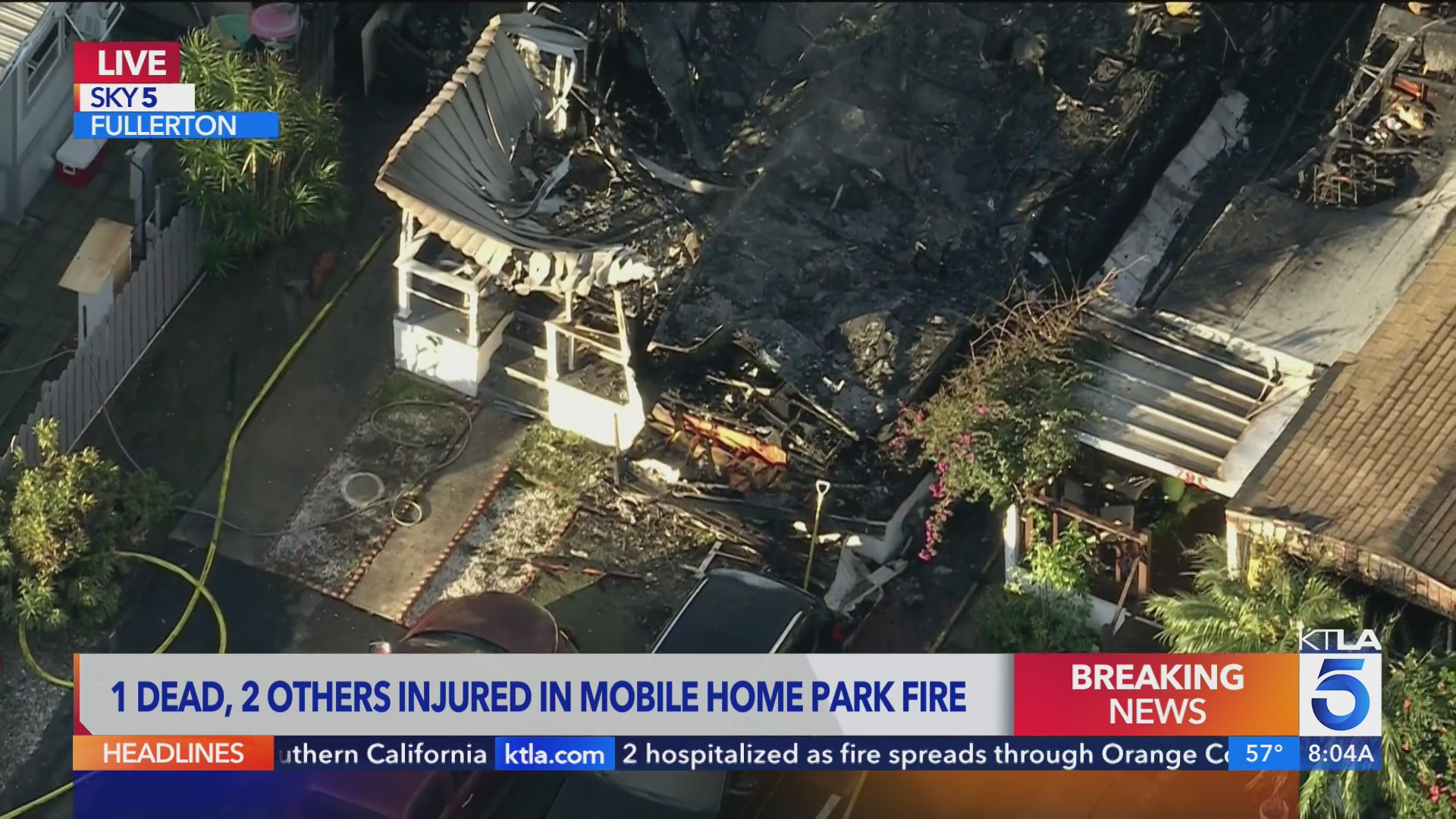 1 dead, 2 injured in Orange County mobile home park fire