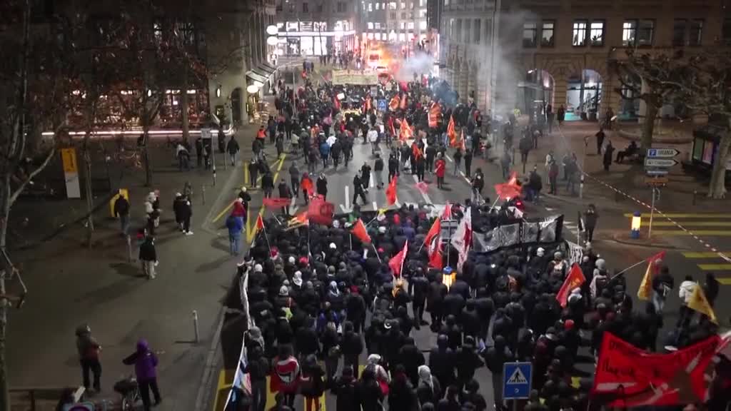 Protesters march against Trump ahead of Davos meeting in Zurich
