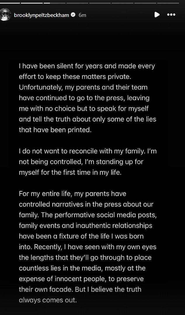 David Beckham breaks silence after Brooklyn's online statement