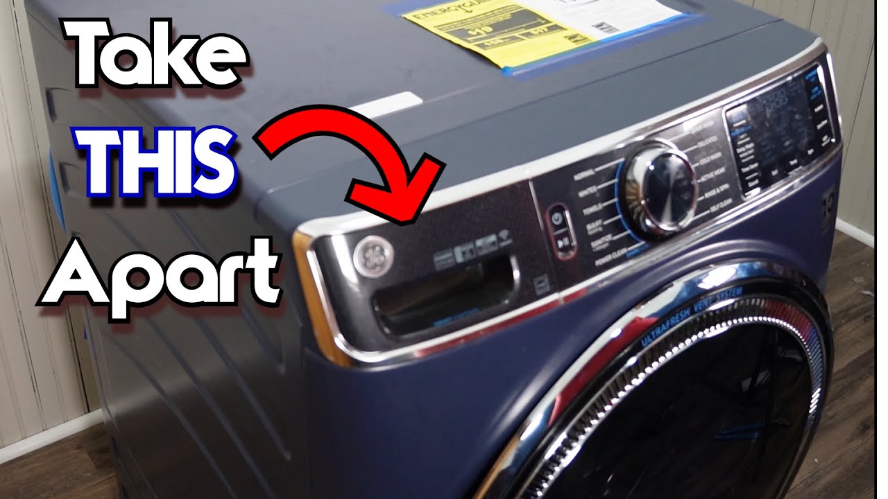 GE front load washer disassembly how to get inside new-style GE washer