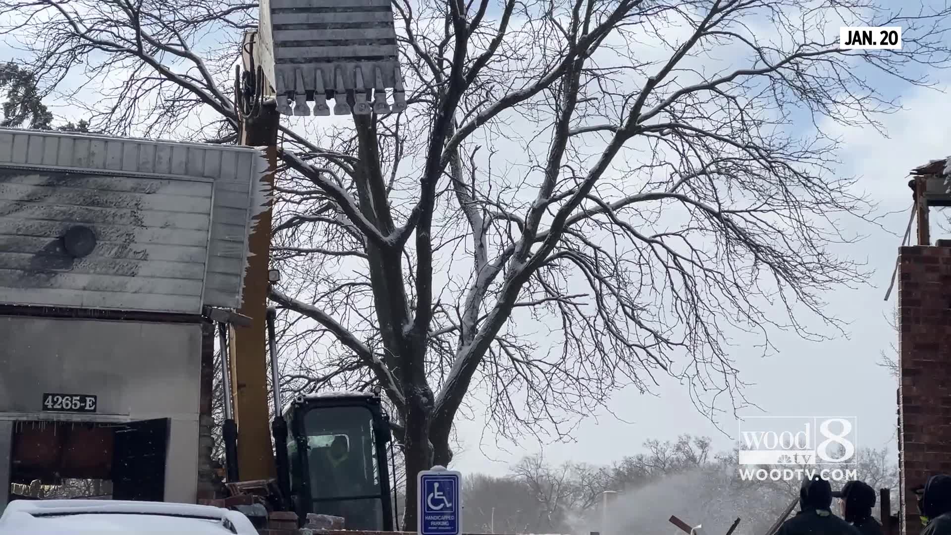 Drone video: Part of Wyoming apartment building demolished after fire