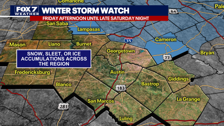 Austin weather: Winter storm watch issued for parts of Central Texas