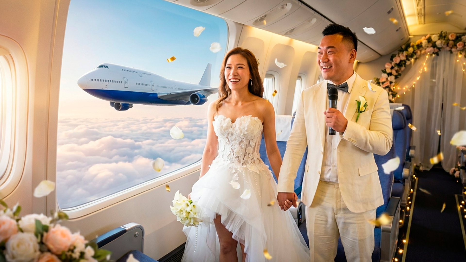 Our wedding in the sky - Boeing 747 celebration flight