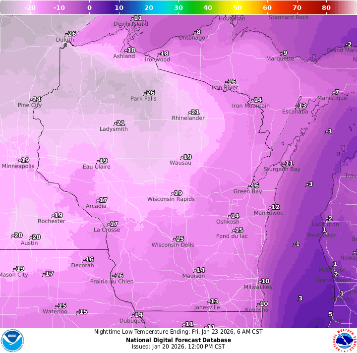 Historic cold, -60 wind chills to hit US. 4 maps show Wisconsin temps