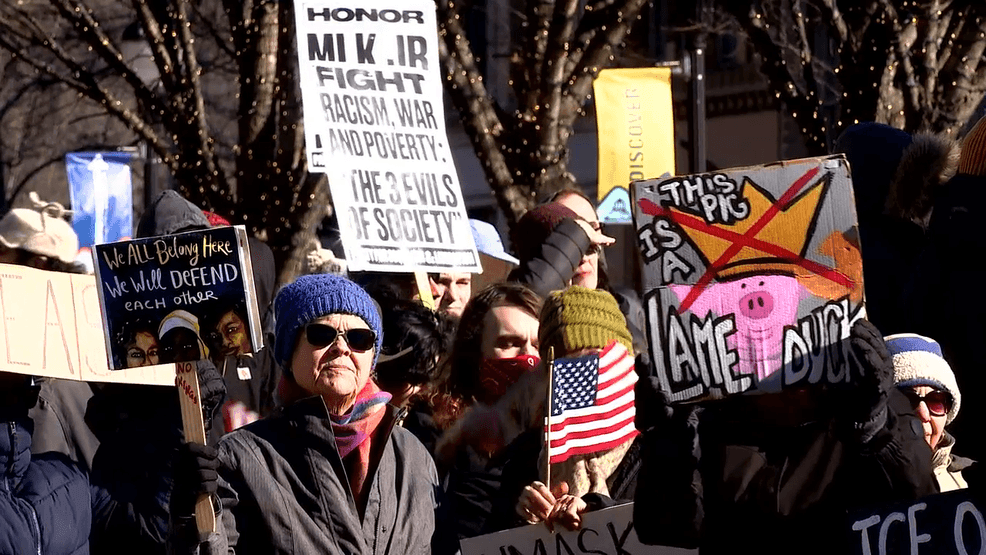 Protestors gather for 'Asheville Stop ICE Terror' event on Trump's term ...