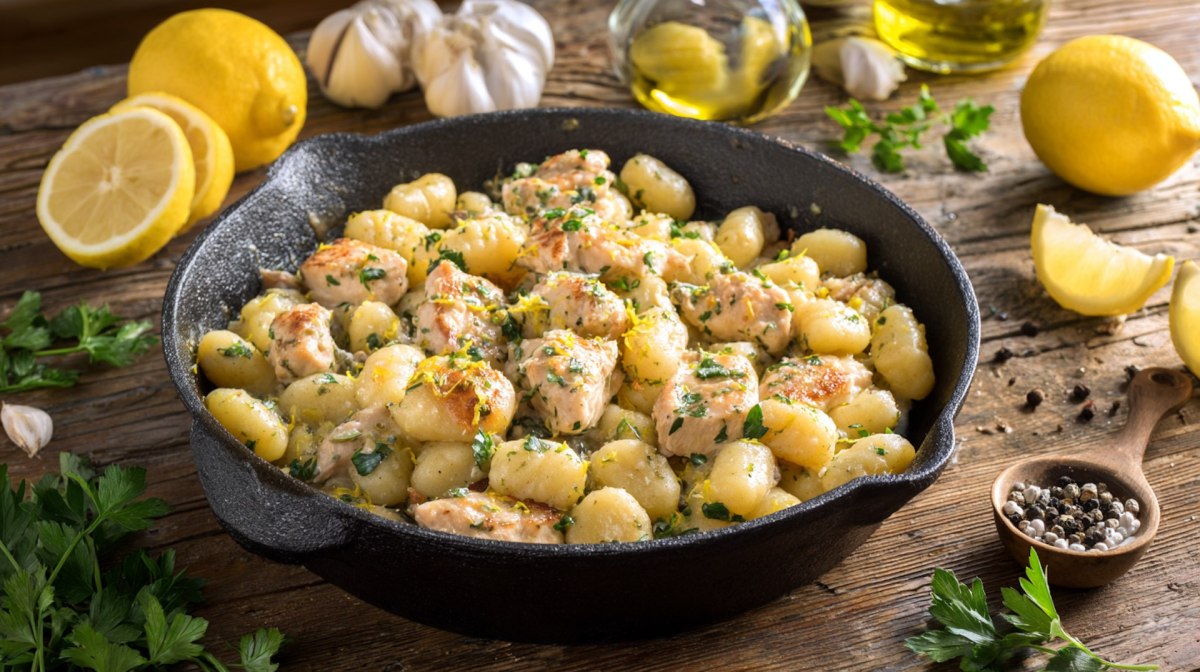 Una sartén para cualquier ocasión – con pollo, ñoquis y limón