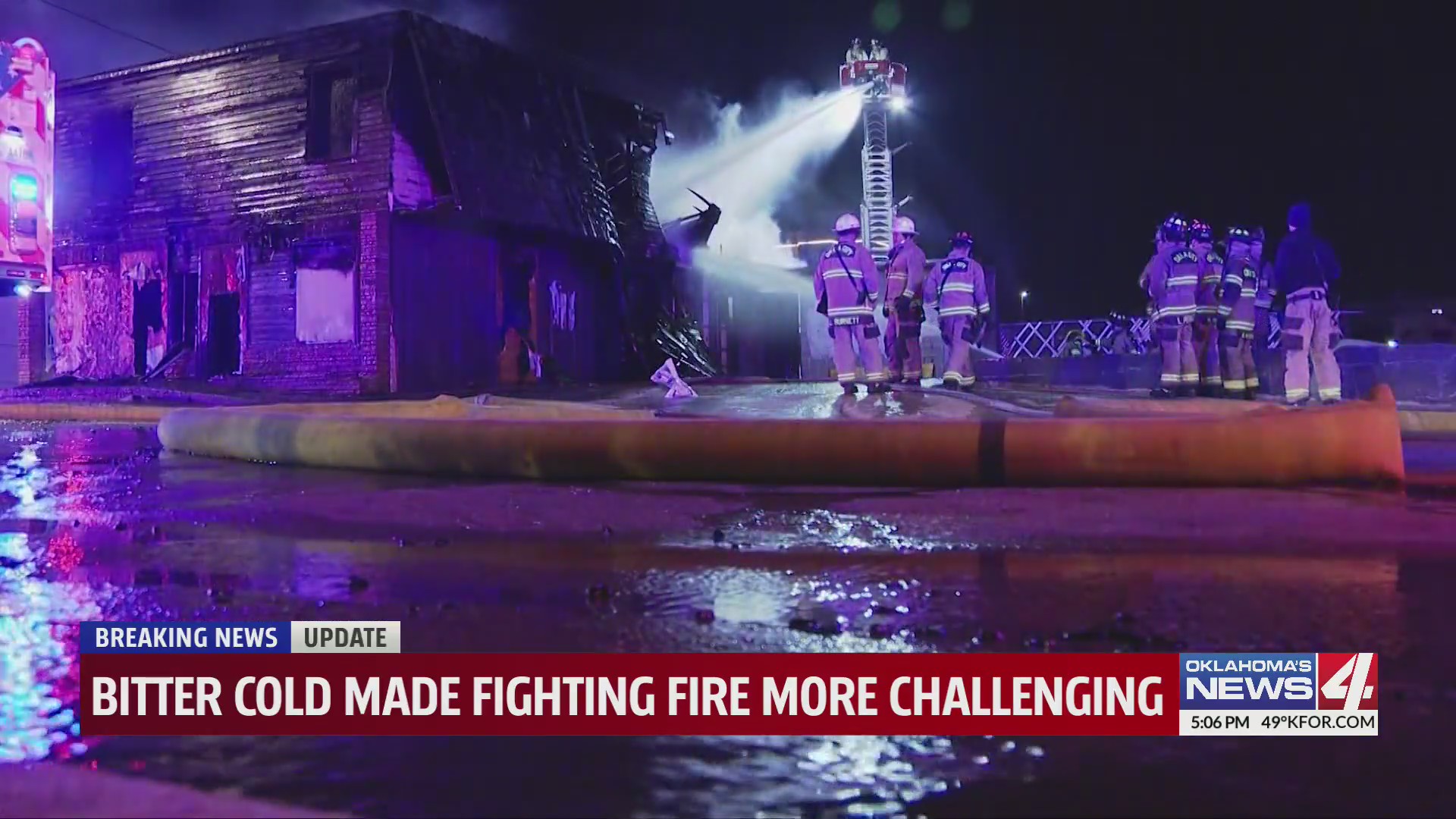 Bitter cold made fighting fire more challenging