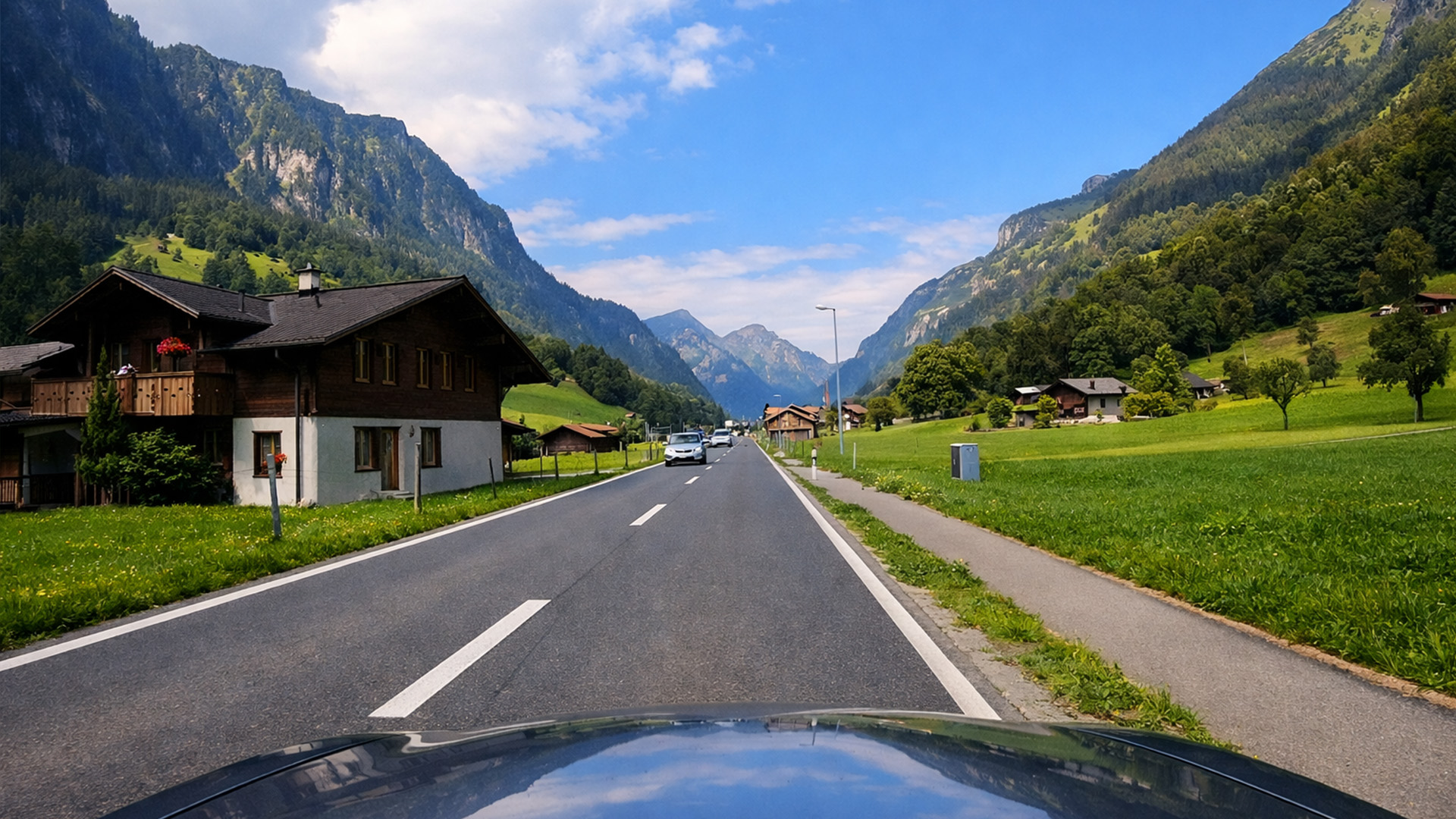 Driving through Bernese Oberland Grindelwald to Lauterbrunnen (4K)